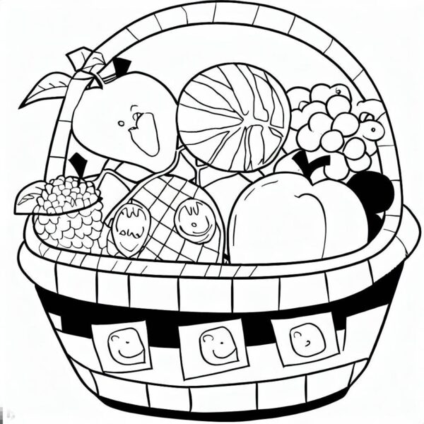 Meyve Sepeti Boyama Çıktısı – boyamasayfalari.com