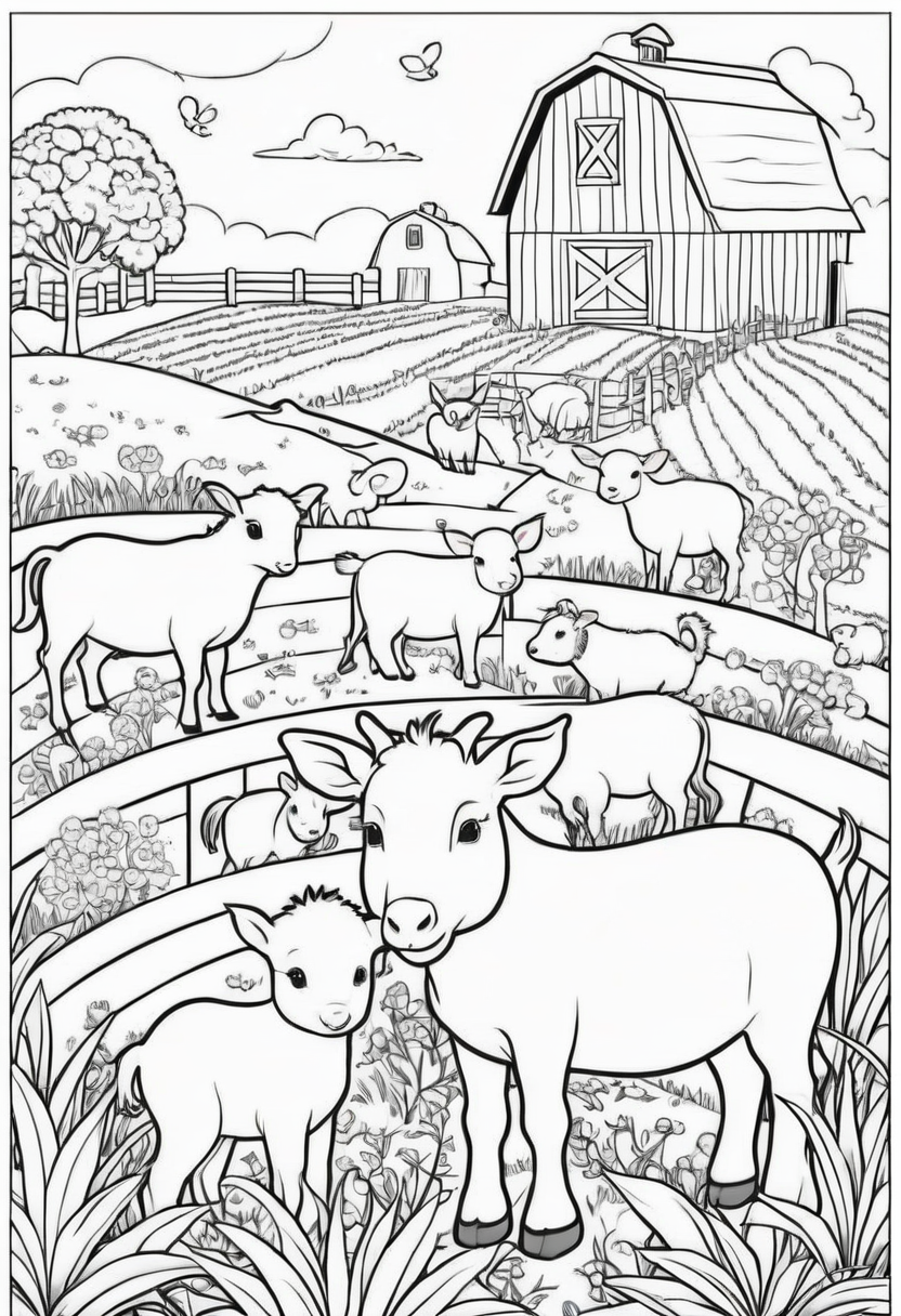 Sevimli Çiftlik Hayvanları Boyama Sayfası – boyamasayfalari.com