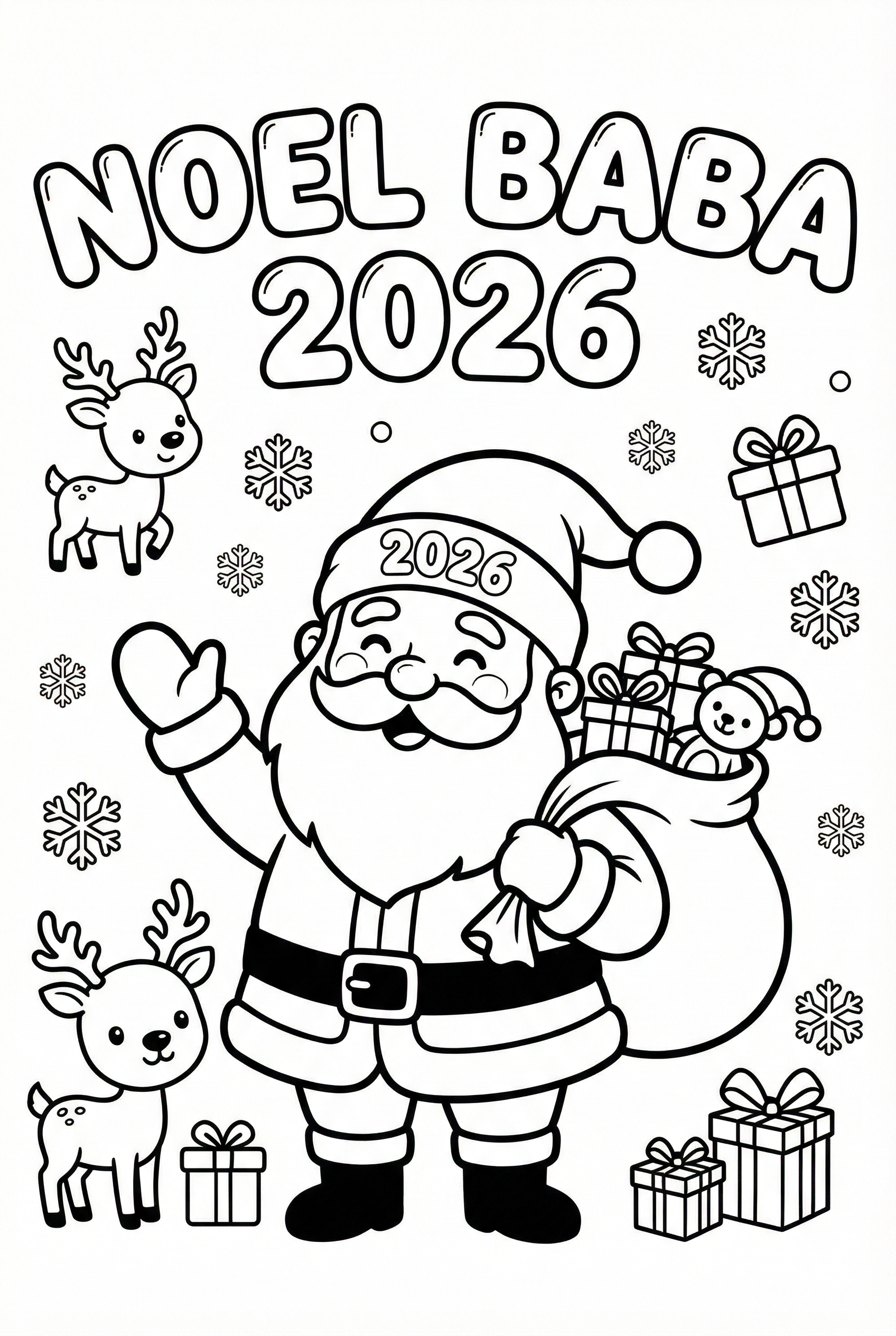 Noel Baba Boyama Sayfası Yeni Yıl 2026 – boyamasayfalari.com